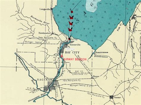 1940 Nautical Map Of Lake Huron And Georgian Bay Etsy
