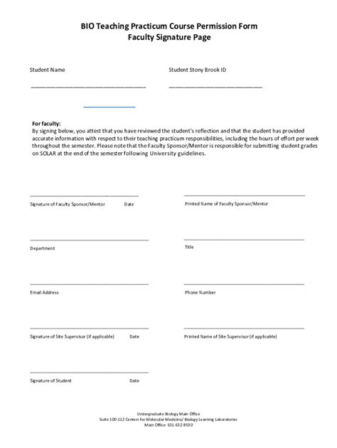 Fillable Online Bio Teaching Assistant Practicum Permission Form Fax