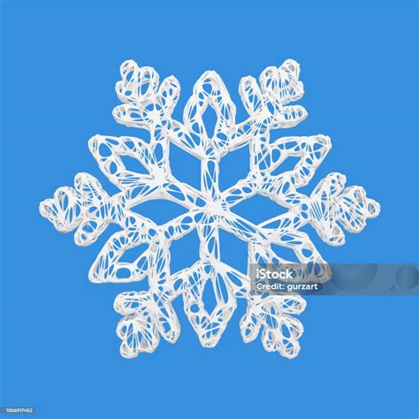 파란색 배경에 고립 된 백색 우아한 눈송이입니다 크리스마스 마술 비쳐 스타일에서 요소입니다 3d 렌더링입니다 0명에 대한 스톡 사진 및 기타 이미지 Istock