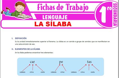 La S Laba Para Primero De Secundaria Fichas De Trabajo