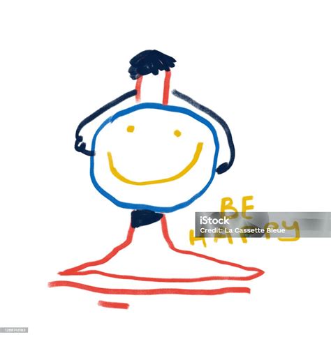행복하세요 회화 현대 추상 비꼬는 만화 어린 아이 같은 그림 그림 그림 주 색상이 있는 손으로 그린 페인팅 프린트 앤 포스터를 위한 현대 미술 거친에 대한 스톡 벡터 아트
