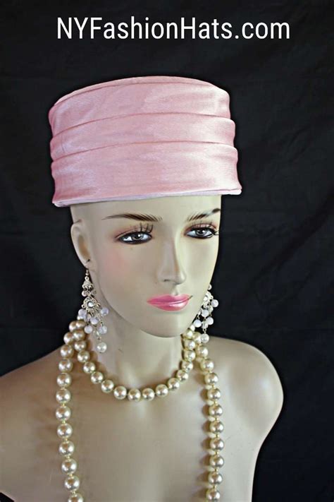 Pillbox Wedding Bridal Hat Pink Satin Pillbox Formal Hat Church