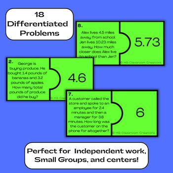 Add And Subtract Decimals Word Problems Differentiated Matching Activity