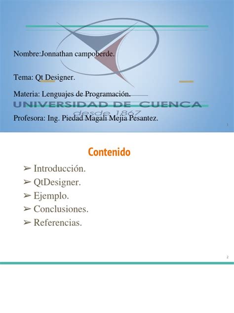 Presentacion De Qt Designers 5x Pdf Widget Gui Objeto Informática