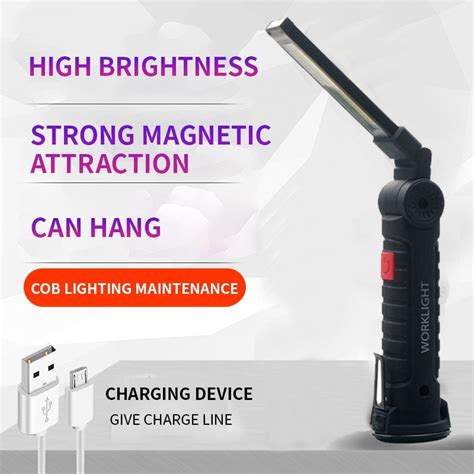 다기능 충전 Cob 작업등 LED 검사 조명 접이식 자동차 자석 손전등 유지 보수 야외 텐트 조명 AliExpress