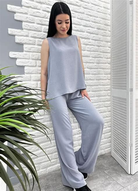 Шикарный летний женский костюм штаны палаццо оригинальная блуза — цена