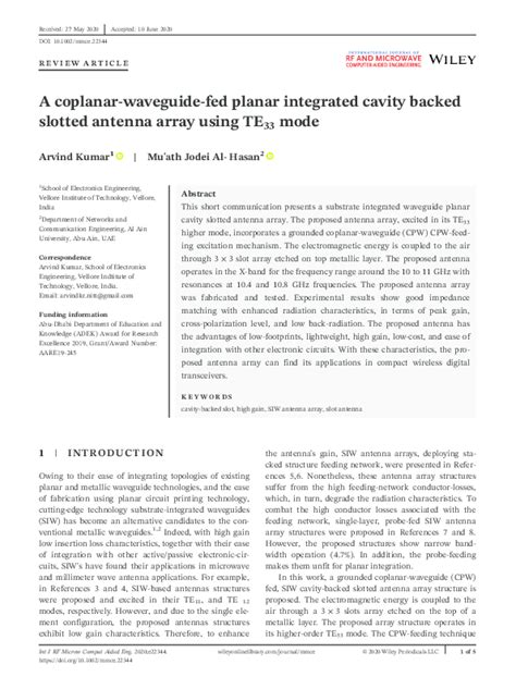 pdf a coplanar waveguide fed planar integrated cavity backed slotted