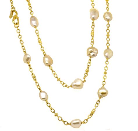 20k Gold Golden South Seas Pearl Necklace Weber Goldsmith Gallery