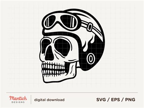 Biker Skull Helmet Svg Biker Skull Vector Hand Drawn Biker Skull Svg
