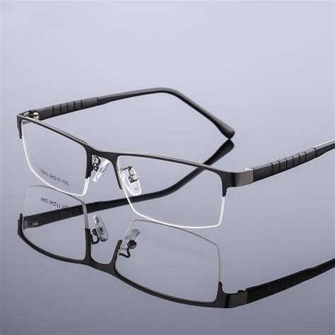 Oversized Men Women Rectangular Half Rim Eyeglasses Metal Prescription Glasses Frame For Optical