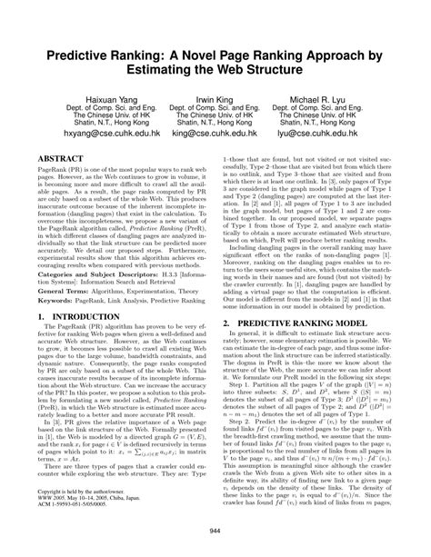 Pdf Predictive Ranking A Novel Page Ranking Approach By Estimating