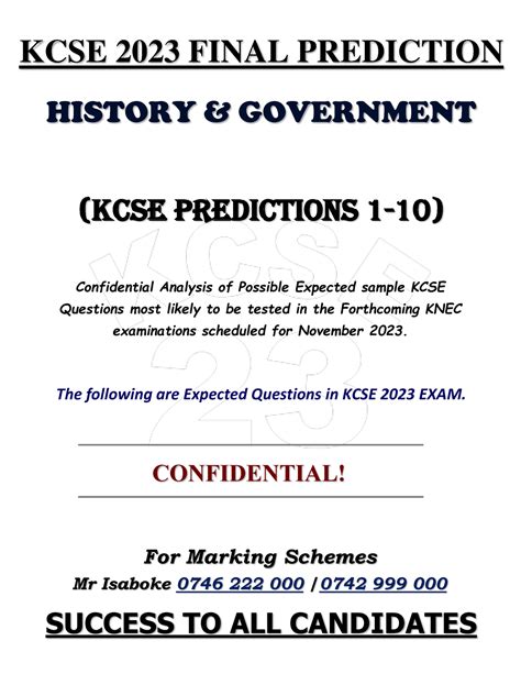 Kcse History Final Prediction 2023 Kcse 2023 Final Prediction History And Government Kcse Studocu