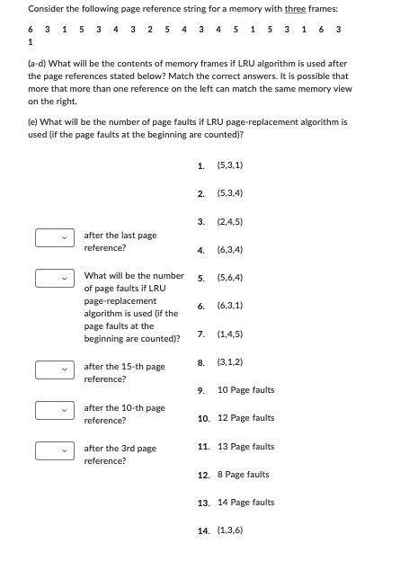 Solved Consider The Following Page Reference String For A