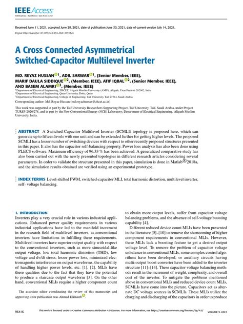 A Cross Connected Asymmetrical Switched Capacitor Multilevel Inverter