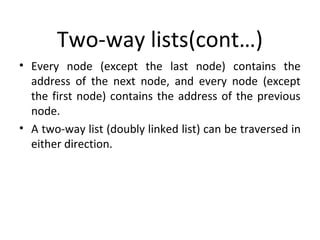 Header Circular And Two Way Linked Lists PPT