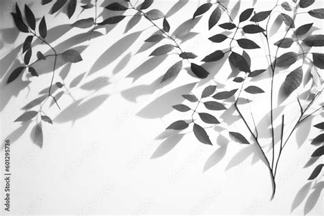 Abstract Gray Shadow Background Of Natural Leaves Tree Branch Falling