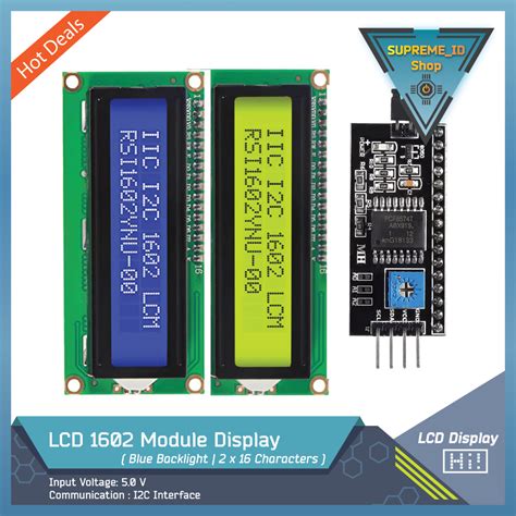 jual lcd1602 i2c iic lcd 1602 blue screen backlight module kit 5v