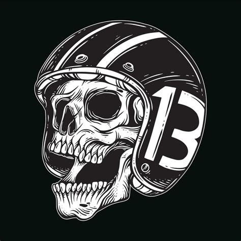 Dark Art Skull Rider Man Face Bikers Retro Vintage Tattoo Helmet