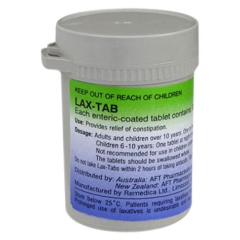 Lax Tab Bisacodyl 5mg 200 Tablets Respecthealth