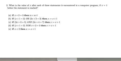 Solved 2 What Is The Value Of X After Each Of These