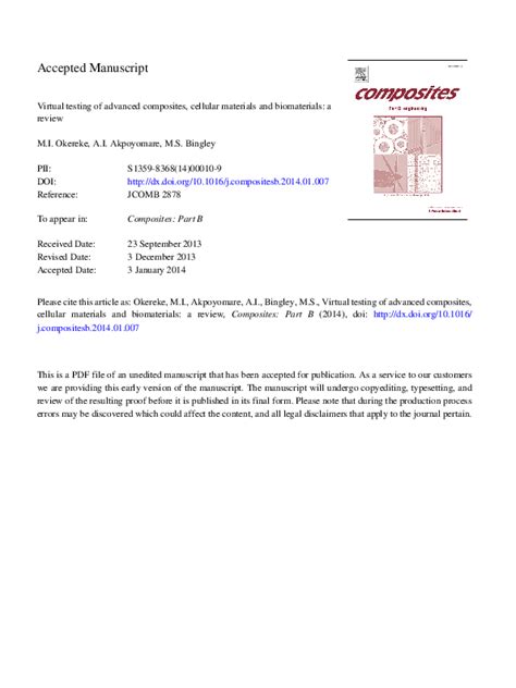 pdf virtual testing of advanced composites cellular materials and