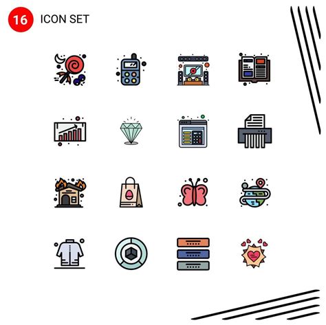 Set Of 16 Vector Flat Color Filled Lines On Grid For Diamound Chart Home Business Growth Items