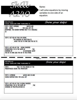 EDITABLE Step By Step Two Step Equations With Variables On Both Sides Foldable
