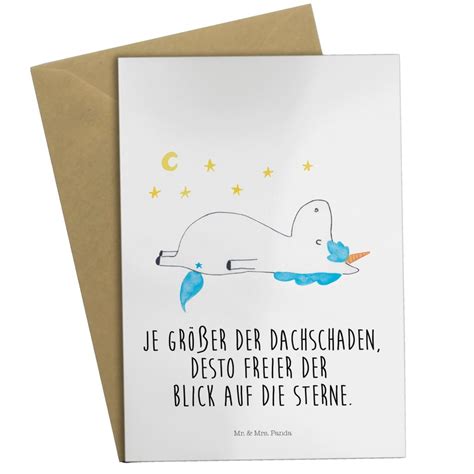Mr And Mrs Panda Grußkarte Einhorn Sternenhimmel Weiß Geschenk