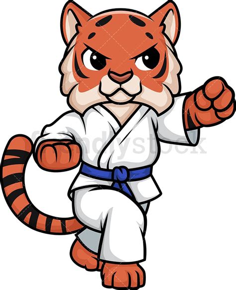 Tiger Doing Karate Cartoon Clipart Vector Friendlystock