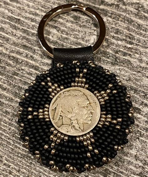 Beaded Native Keychain Beaded Native Key Chain Buffalo Etsy