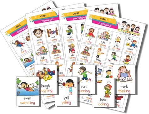 Lotería Verbos Gerundio Inglés Para Imprimir Printable Continuous Verbs