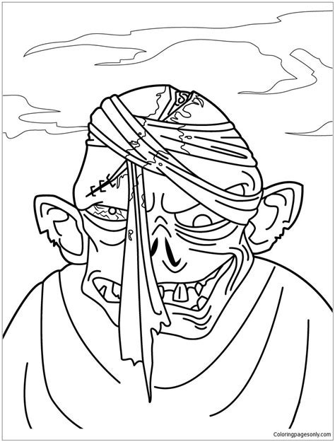 Zombie Head Coloring Page Coloring Pages