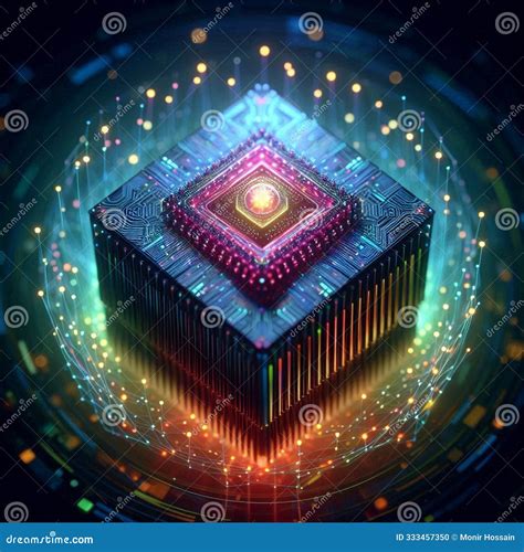 A Generative Artificial Intelligence Cpu That Emits Colorful Light 3d Rendering Genarated Ai