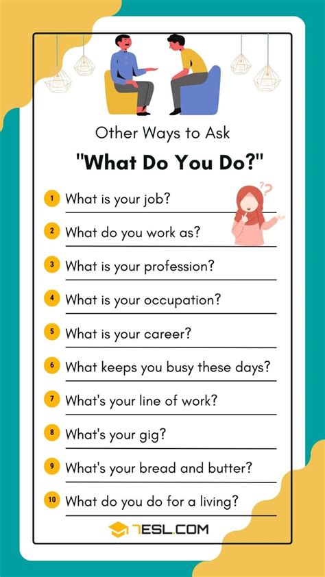 Different Ways To Ask What Do You Do In English • 7esl