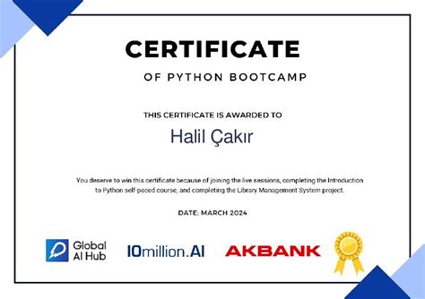 completed python bootcamp new generation project camp with akbank and