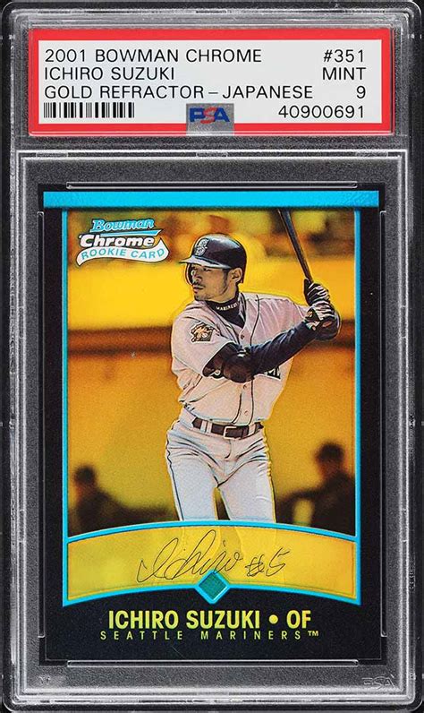 2001 Bowman Chrome Japanese Gold Refractor Ichiro Suzuki Rookie 99