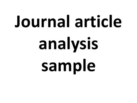 Journal Article Analysis Sample