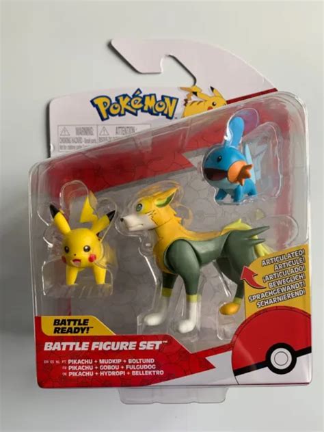 Pokemon Battle Figures Set Of 3 Pikachu Mudkip And Boltund New £1899
