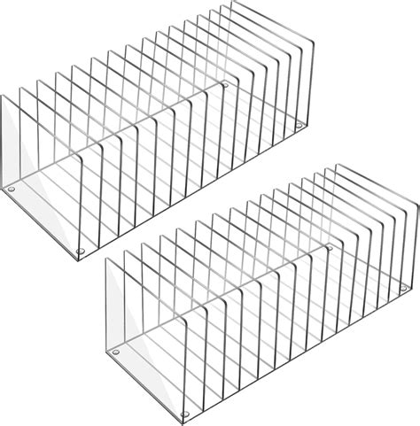 2 Pcs Acrylic File Organizer For Desk Vertical File Holder 15 Compartment Desktop Folder