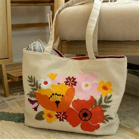 Hobby T Red Wildflowers Tote Bag Dunelm