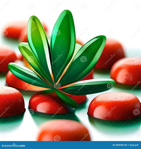 Red Cannabis Infused Candy With A Green Cannabis Leaf Stock Illustration Illustration Of