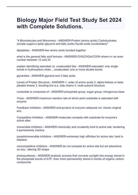 Biology Major Field Test Study Set With Complete Solutions Biology Major Field Stuvia US