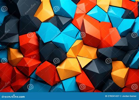 Vibrant Voronoi Block Texture Blue And White Outline Abstract 3d