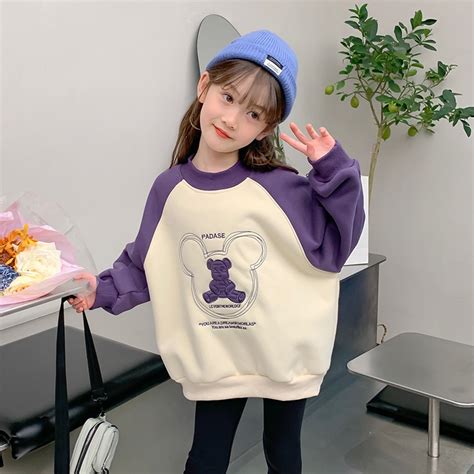 ML現貨 110 170CM 女童大學T 春秋新款 韓版 洋氣冬裝 中大兒童一件式絨 加厚中高領上衣 蝦皮購物