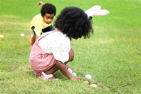 Happy African Girl With Black Curly Hair Wearing Bunny Ears Find Pick