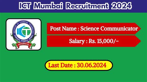 ICT Mumbai Recruitment Check Post Qualification Salary Age Limit And How To Apply