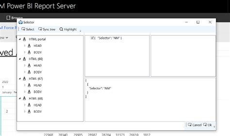 how to select elements in powerbi puplisher web portal using openrpa