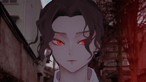 Demon Slayer Muzan Kibutsuji With Red Eyes With Background Of Trees And