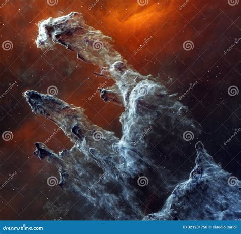 Details Of The Eagle Nebula M16 In Constellation Serpens Stock
