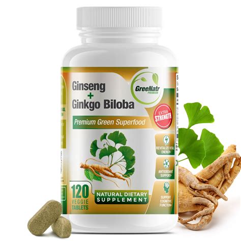 Energy And Focus Supplement Panax Ginseng And Ginkgo Biloba 120 Tablets